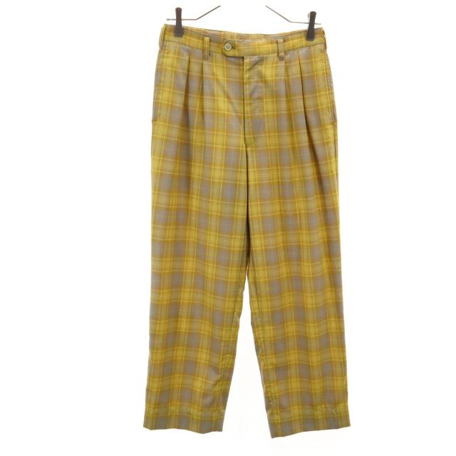 Christian Dior MONSIEUR クリスチャンディオール ムッシュ 90s オールド チェック柄 タック パンツ 73 イエロー系 メンズ