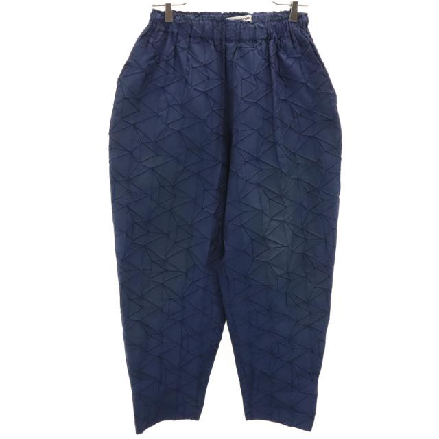 ISSEY MIYAKE イッセイミヤケ プリーツ加工 テーパードパンツ 2 ネイビー バルーン レディース