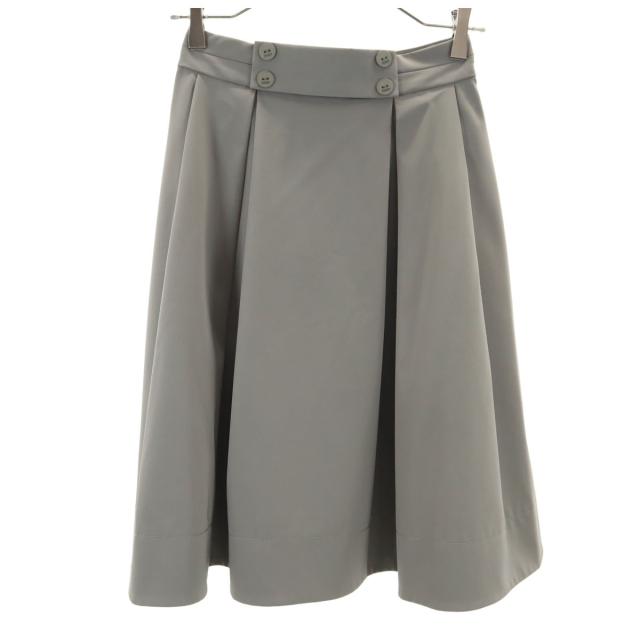 FOXEY NEW YORK フォクシーニューヨーク 日本製 ミディ丈 ボックス プリーツスカート 38 グレー レディース