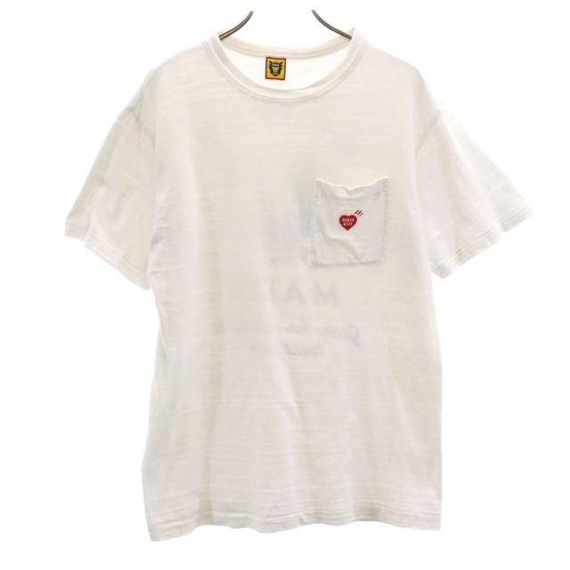 HUMAN MADE ヒューマンメイド 日本製 バック 鳥 プリント 半袖 Tシャツ S オフホワイト ポケT メンズ