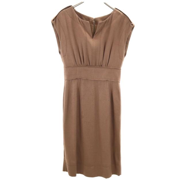 DOLCE&GABBANA ドルチェアンドガッバーナ イタリア製 シルク フレンチスリーブ リネンライク ワンピース 40 ブラウン系 レディース