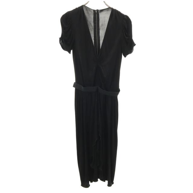 DOLCE&GABBANA ドルチェアンドガッバーナ イタリア製 半袖 Vネック ワンピース 42 ブラック レディース