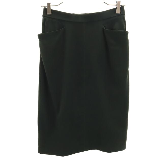 HERMES エルメス フランス製 ミディ丈 タイトスカート 36 深緑 レディース