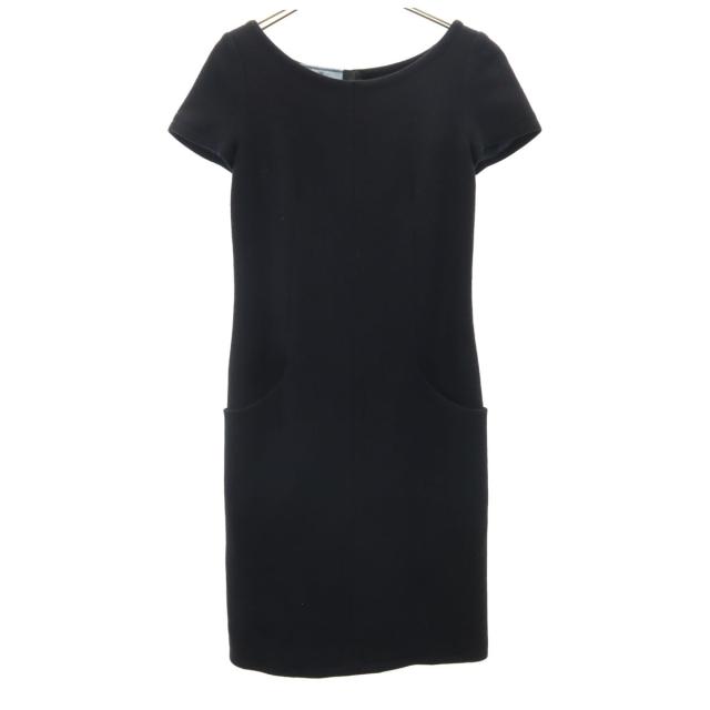 PRADA プラダ イタリア製 半袖 ワンピース 38 ブラック レディース