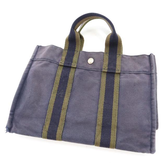 HERMES エルメス フランス製 フールトゥPM キャンバス トートバッグ ネイビー 廃番 レディース