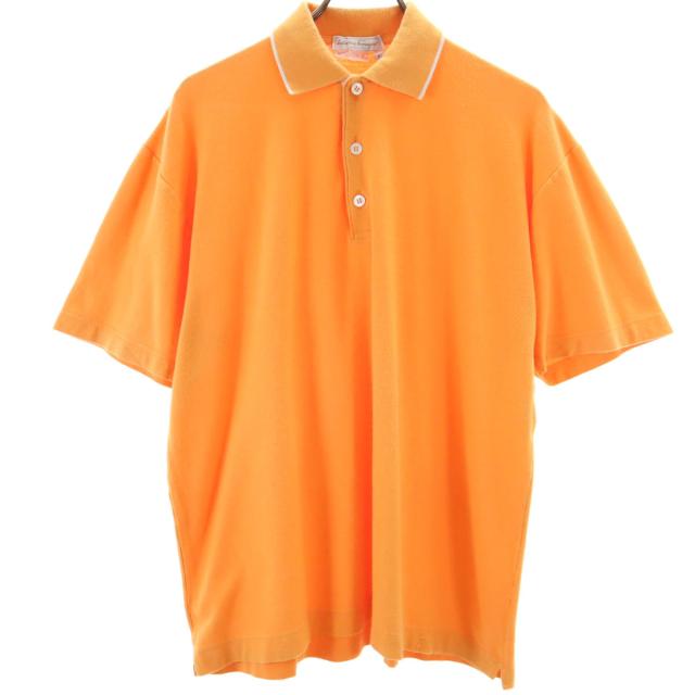 Salvatore Ferragamo サルヴァトーレフェラガモ イタリア製 半袖 ポロシャツ XL オレンジ メンズ