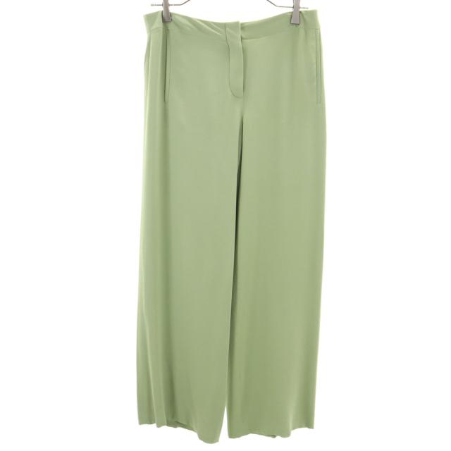 HERMES エルメス フランス製 シルク ワイドパンツ 38 モスグリーン系 レディース