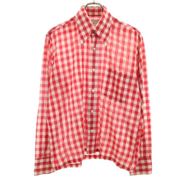 CUSTOM CREATED CASUALS 50s 60s ヴィンテージ ギンガムチェック 長袖 ボタンダウンシャツ M レッド メンズ