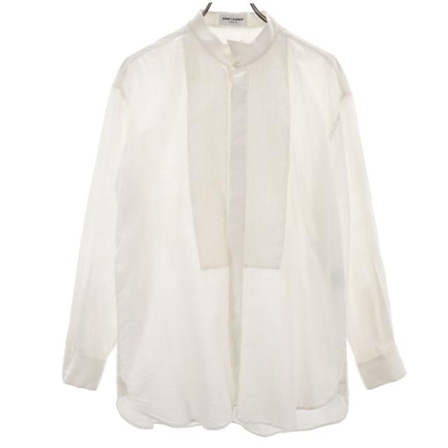 SAINT LAURENT サンローラン イタリア製 長袖 バンドカラーシャツ 42 ホワイト メンズ