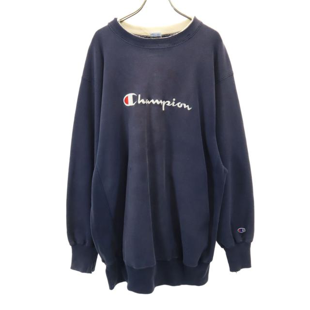 Champion チャンピオン 90s USA製 オールド 刺繍タグ 長袖 リバースウィーブ スウェット トレーナー XXL ネイビー ビッグサイズ メンズ