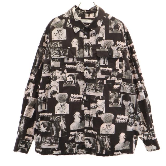 MAISON KITSUNE メゾンキツネ フォトプリント 長袖 コットンシャツ M ブラック系 メンズ