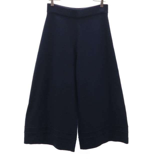 FOXEY NEW YORK フォクシーニューヨーク 日本製 ニット ワイドパンツ 42 ネイビー レディース