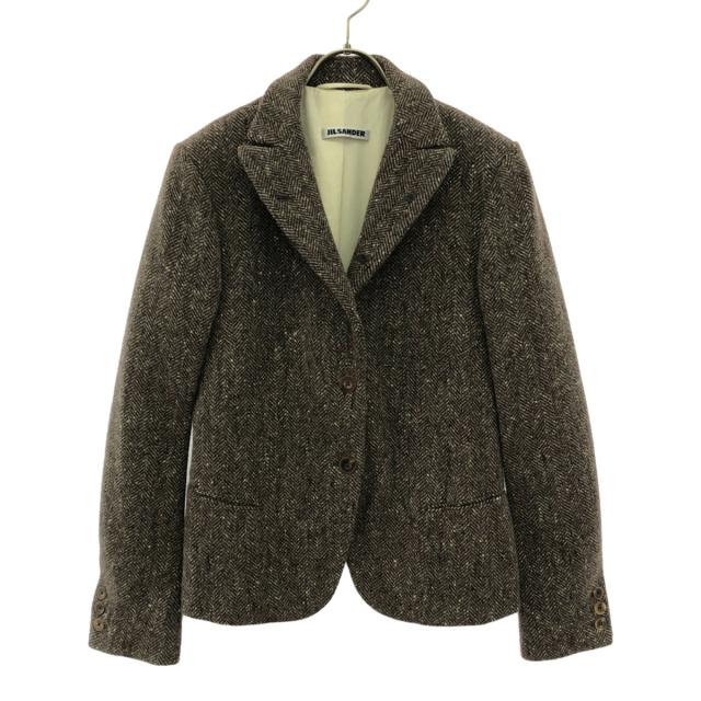 JIL SANDER ジルサンダー イタリア製 カシミヤブレンド ヘリンボーン柄 テーラードジャケット 38 ブラウン系 レディース
