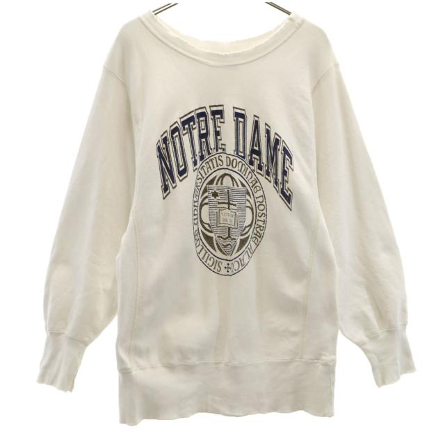 Champion チャンピオン 90s USA製 リバースウィーブ 刺繍タグ オールド 長袖 スウェット トレーナー M 白 裏起毛 メンズ