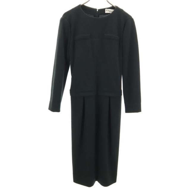 Christian Dior クリスチャンディオール 90s pret-a-porter ウール オールド 長袖 ロングワンピース 11 バックファスナー レディース