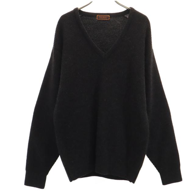 YVES SAINT LAURENT イヴサンローラン 90s ウールブレンド オールド 長袖 Vネック セーター L 黒 ニット メンズ