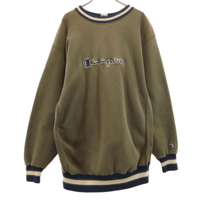 Champion チャンピオン 90s USA製 オールド 刺繍タグ 長袖 リバースウィーブ スウェット トレーナー XXXL オリーブ ビッグサイズ メンズ