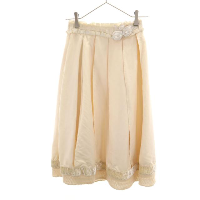 LOUIS VUITTON ルイヴィトン フランス製 シルクブレンド ミモレ丈 プリーツスカート 34 アイボリー レディース