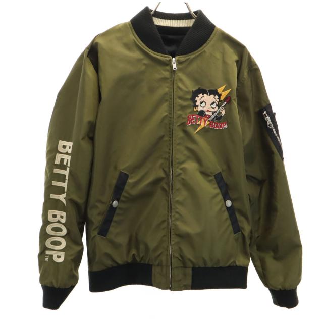 LOW BLOW KNUCKLE ローブローナックル BETTY BOOP ベティブープ コラボ リバーシブル MA-1 ジャケット M カーキ メンズ