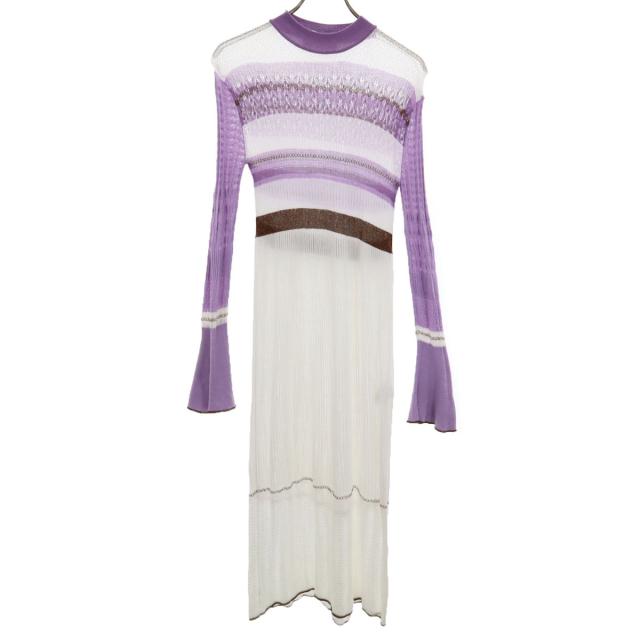 mame kurogouchi マメ クロゴウチ 日本製 シルクブレンド 長袖 ニット ワンピース 1 ホワイト レディース