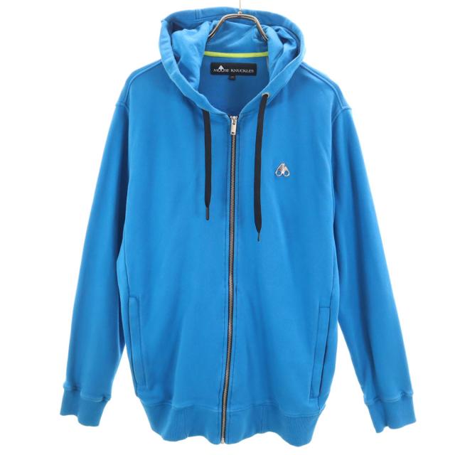 MOOSE KNUCKLES ムース ナックルズ ポルトガル製 長袖 ジップパーカー L ブルー メンズ