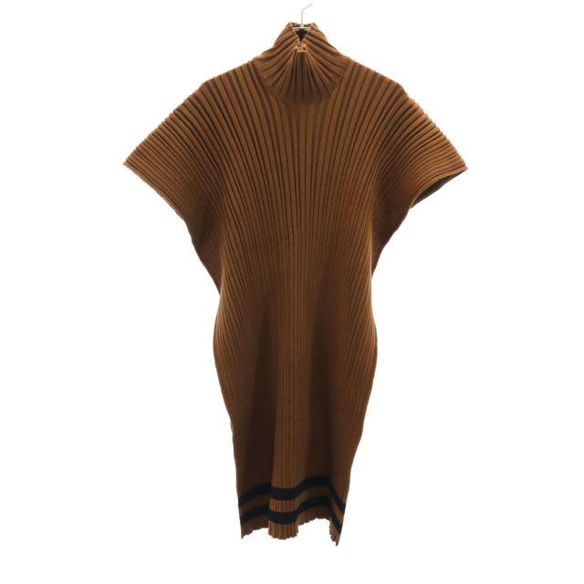 SalvatoreFerragamo サルバトーレフェラガモ イタリア製 ノースリーブ タートルネック ニット S ブラウン ポンチョ レディース