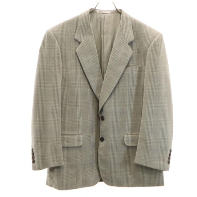 GIVENCHY ジバンシィ 90s カシミアブレンド オールド チェック柄 テーラードジャケット グレー メンズ