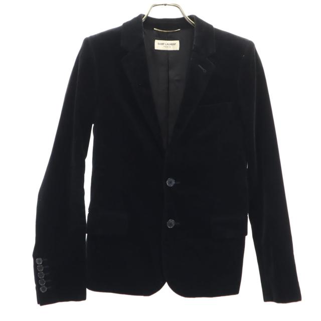 SAINT LAURENT サンローラン イタリア製 シルク テーラードジャケット F34 黒 レディース
