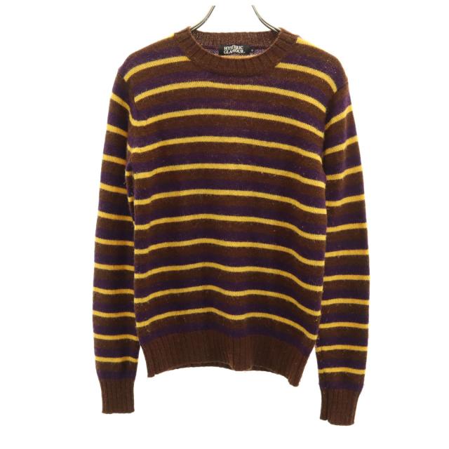 HYSTERIC GLAMOUR ヒステリックグラマー ウール 100% ボーダー柄 長袖 セーター S ブラウン系 ニット メンズ