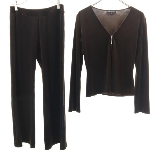 FOXEY NEW YORK フォクシーニューヨーク 日本製 ベロア ジャケット 上下セットアップ 40/38 ブラウン メンズ