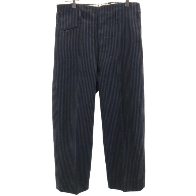 50s ヴィンテージ 針シンチ ストライプ柄 スラックスパンツ ネイビー系 ボタンフライ メンズ