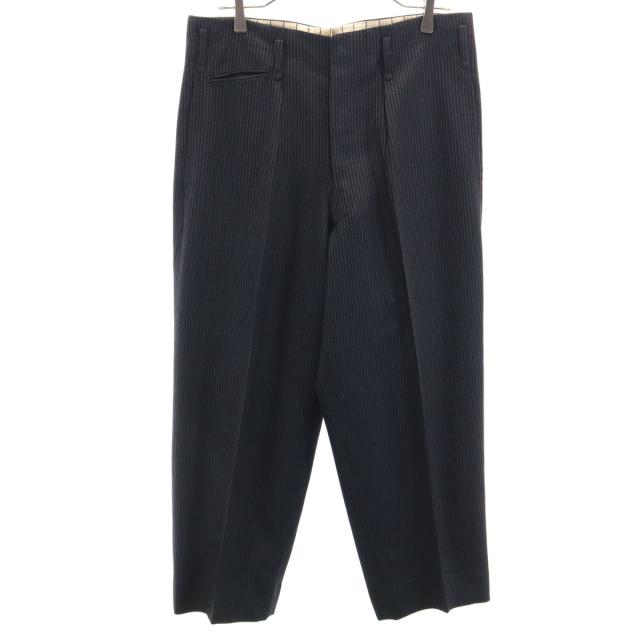 60s ヴィンテージ ストライプ柄 スラックスパンツ ブラック系 ボタンフライ メンズ