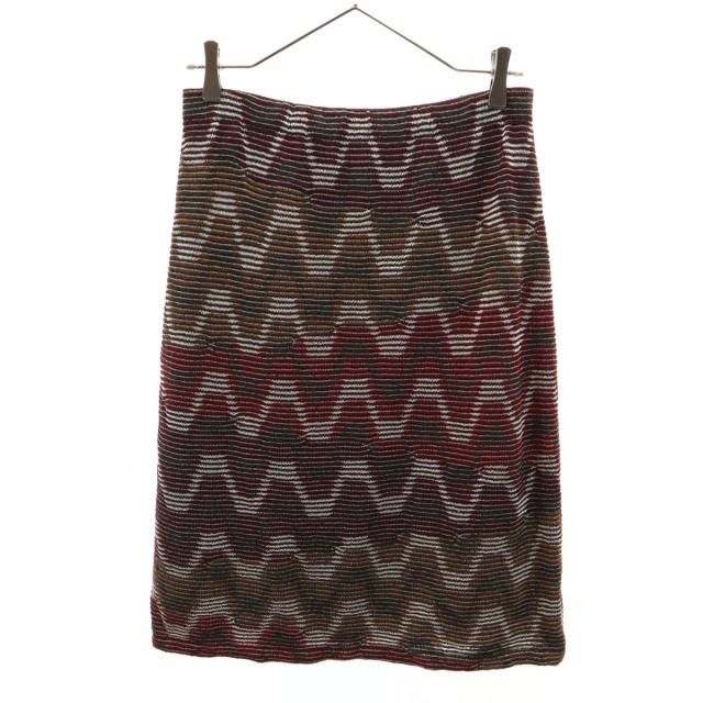 SPORT MISSONI スポーツミッソーニ イタリア製 総柄 ミディ丈 ニット タイトスカート 42 ボルドー系 レディース