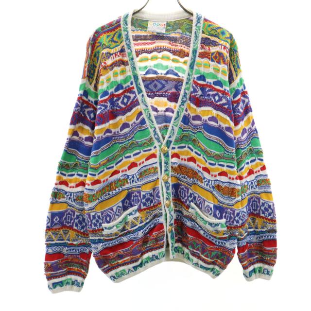 COOGI クージー 90s オーストラリア製 オールド 長袖 3D ニットカーディガン S マルチ メンズ