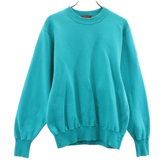 YVES SAINT LAURENT イヴサンローラン 90s オールド 長袖 スウェット トレーナー M ターコイズ 裏起毛 レディース