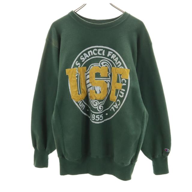 Champion チャンピオン 90s USA製 オールド 刺繍タグ 長袖 スウェット XL グリーン系 メンズ