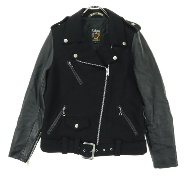 schott ショット 長袖 ライダースジャケット M ブラック 袖切替 羊革 レディース