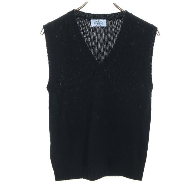 美品 PRADA プラダ 2020年 イタリア製 カシミヤブレンド Vネック ニットベスト 40 ブラック系 レディース
