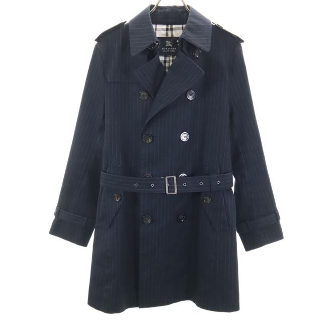 BURBERRY BLACK LABEL バーバリーブラックレーベル 日本製 ストライプ柄 トレンチコート M ネイビー 三陽商会 メンズ