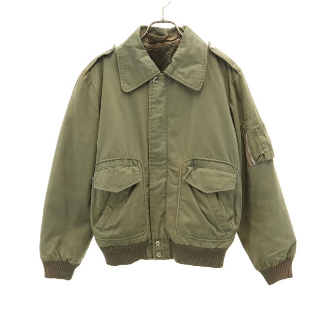70s 80s ミリタリー フライトジャケット 46 カーキ ライナー付き メンズ
