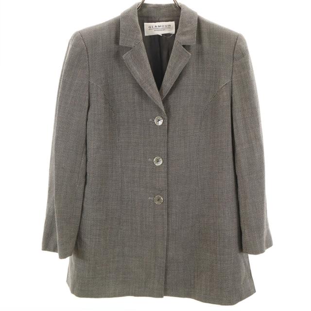 GLAMOUR by GIVENCHY グラマーバイジバンシー 90s 日本製 オールド バーズアイ柄 テーラードジャケット 44 グレージュ レディース