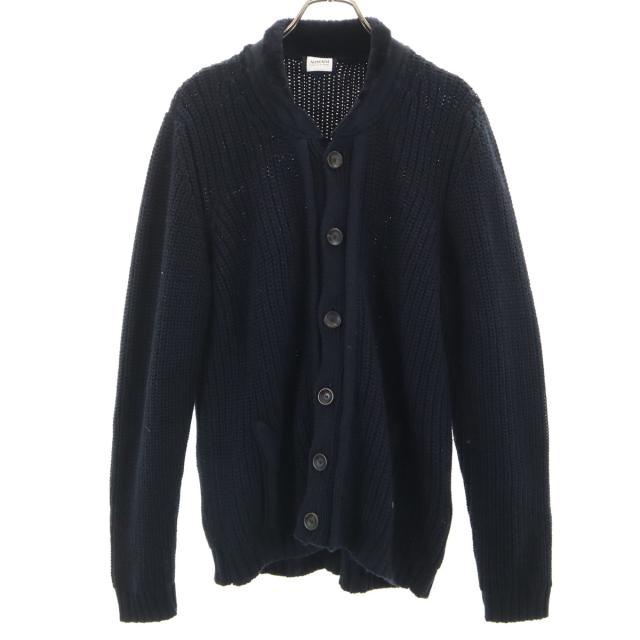 ARMANI アルマーニ 長袖 ニットカーディガン M ネイビー COLLEZIONI メンズ