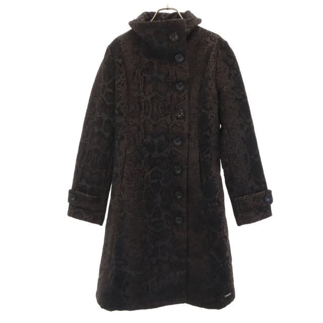 美品 Desigual デシグアル パイソン柄 コート 38 ブラウン系 レディース