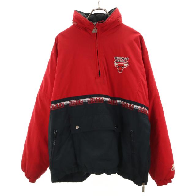 STARTER スターター 90s オールド NBA シカゴ・ブルズ ハーフジップ ナイロンジャケット L プルオーバー 中綿 Chicago Bulls メンズ