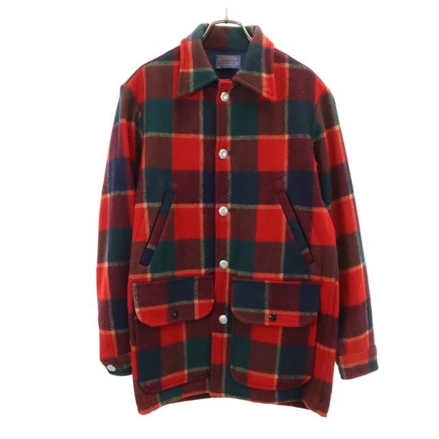 PENDLETON ペンドルトン 70s USA製 ヴィンテージ チェック柄 ウールジャケット S レッド系 メンズ
