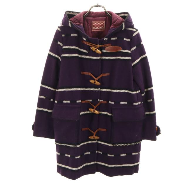 HYSTERIC GLAMOUR ヒステリックグラマー 日本製 ボーダー柄 ダッフルコート FREE パープル 中綿 レディース