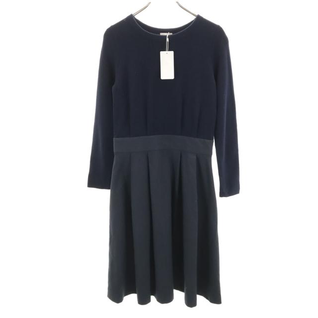 未使用 MACKINTOSH PHILOSOPHY マッキントッシュフィロソフィー 長袖 ニット切替 ワンピース 38 ネイビー レディース