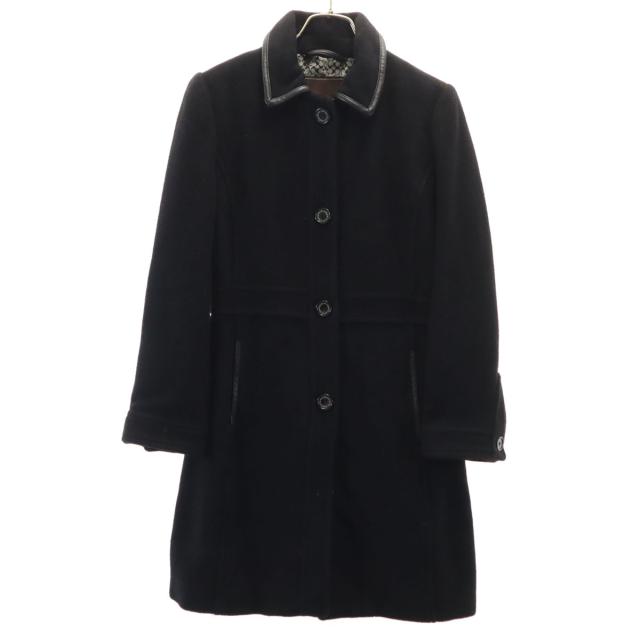 COACH コーチ メルトン ステンカラーコート XS ブラック レディース