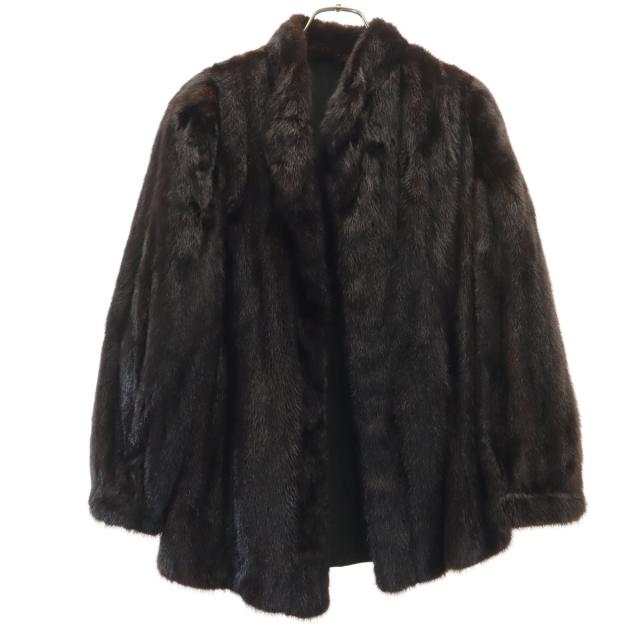 リバーシブル 毛皮コート ダークブラウン レディース