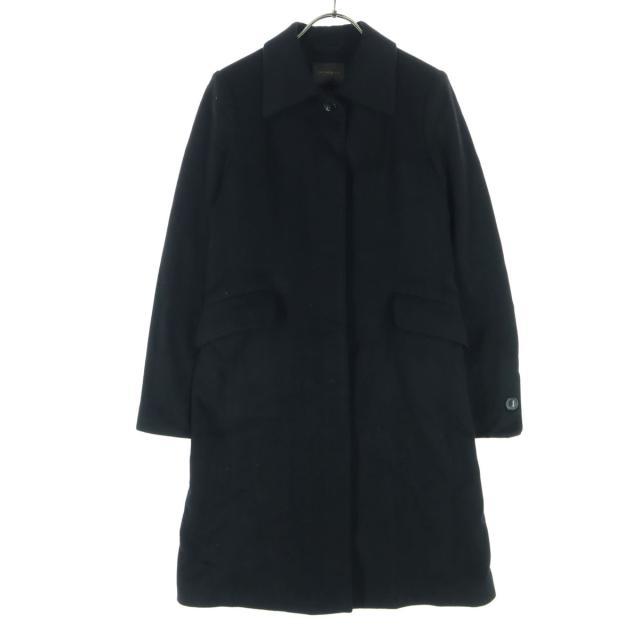 美品 TOMORROWLAND トゥモローランド 日本製 カシミヤ 長袖 ステンカラーコート 38 ブラック レディース